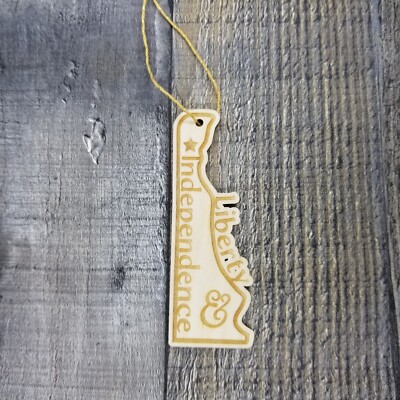 Delaware Wood Ornament - DE State Shape with State Motto Cutout ...