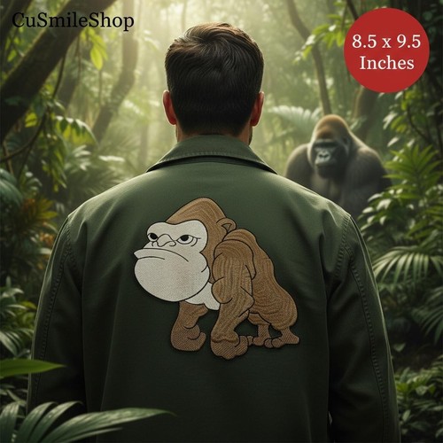 Large Gorilla Embroidered Patch Ape Applique for Jacket Back 8.5 x 9.5 ...