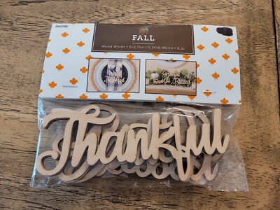 Fall Wood words 6x2.75in (15.24 x 6.98cm) 6 Pc Set Thankful Blessed ...