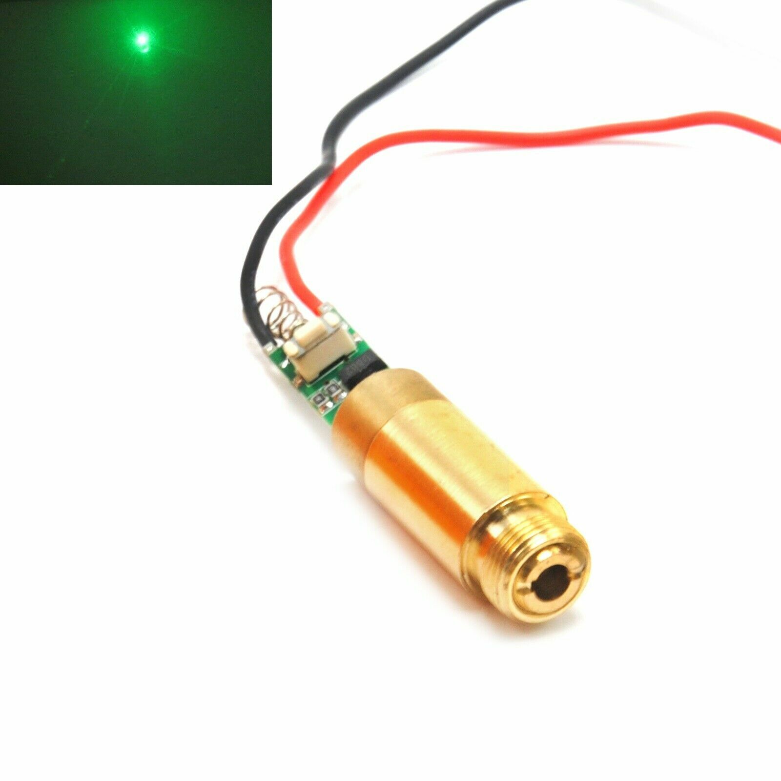 Brass 100mW 532nm Green Focus Dot Laser Diode Module Driver 3.7V-5V ...