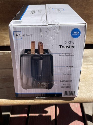 Mainstays 2-Slice Toaster Black with 6 Shade Settings and Removable ...