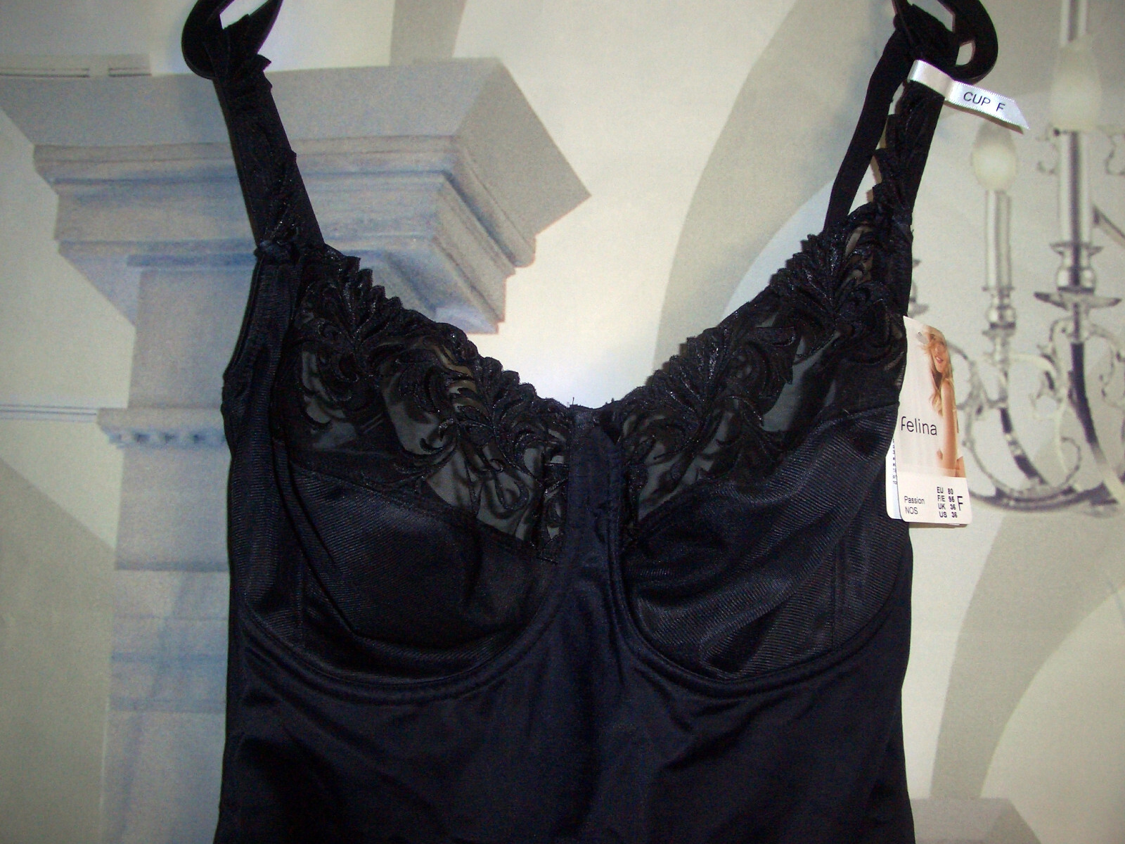 Hochwertiger bestickter Mieder Body Korselett Gr 80 F schwarz Felina ...