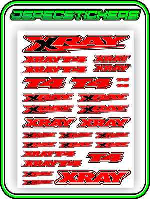 XRAY RC CAR STICKER SET VINYL DECAL T4 1/10 4WD NEW RED DRIFT A4 TAMIYA ...