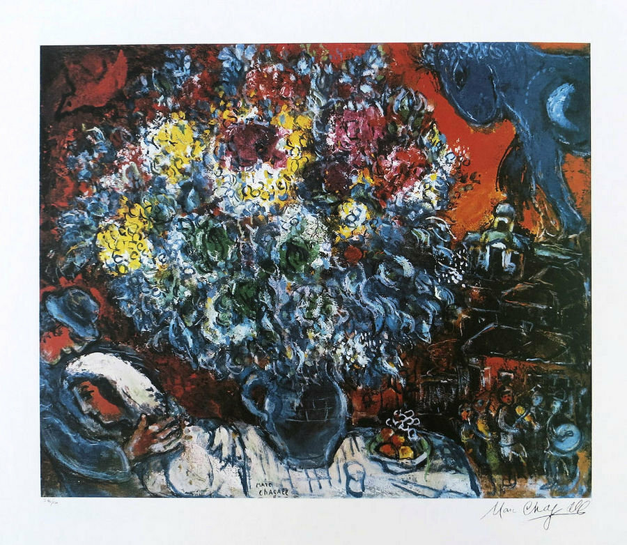 Marc Chagall Lovers And Flowers Marc Chagall Vintage Posters《Lovers