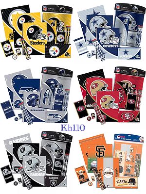 NFL Teams 11 Piece Stationery Set (Note Pads Pencils Eraser Portfolio ...