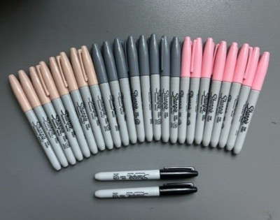 26 Sharpie Markers Fine Point, GRAY 8 CT / ALMOND 8 CT / PINK 8 CT ...