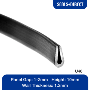 Rubber U Channel Section U46 - Fits 1mm to 2mm Panel Edge - 10mm Height ...