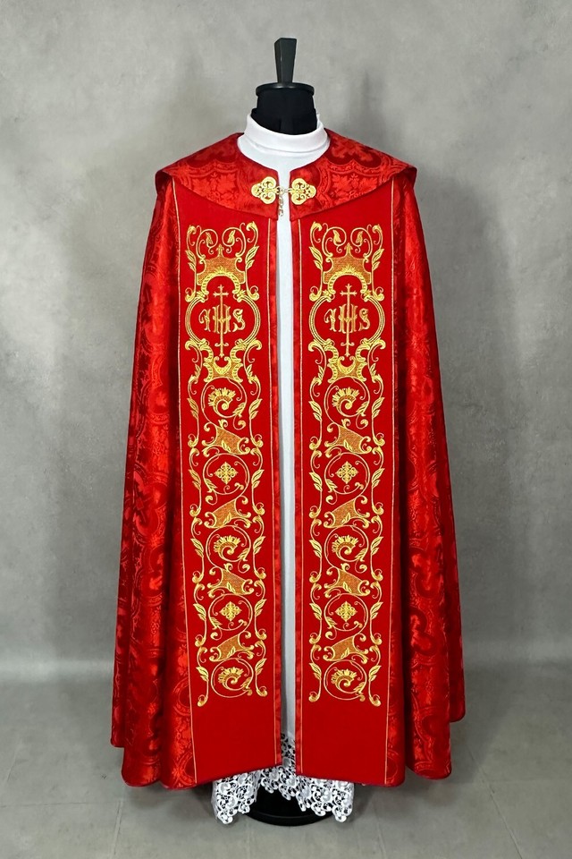 Red COPE Gothic style vestment, Damask,a matching stole,embroidery | eBay