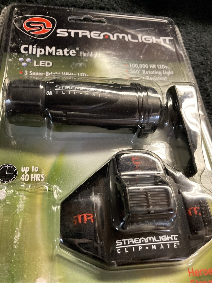 Streamlight 61101 Black Clipmate Clip On White LED Clip On Flashlight ...