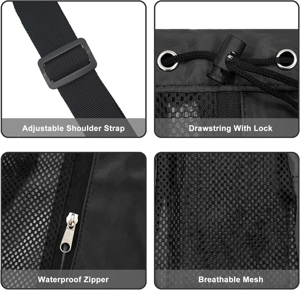 Mesh Beach Backpack with Wet Pocket Drawstring Pool Bag Waterproof ...