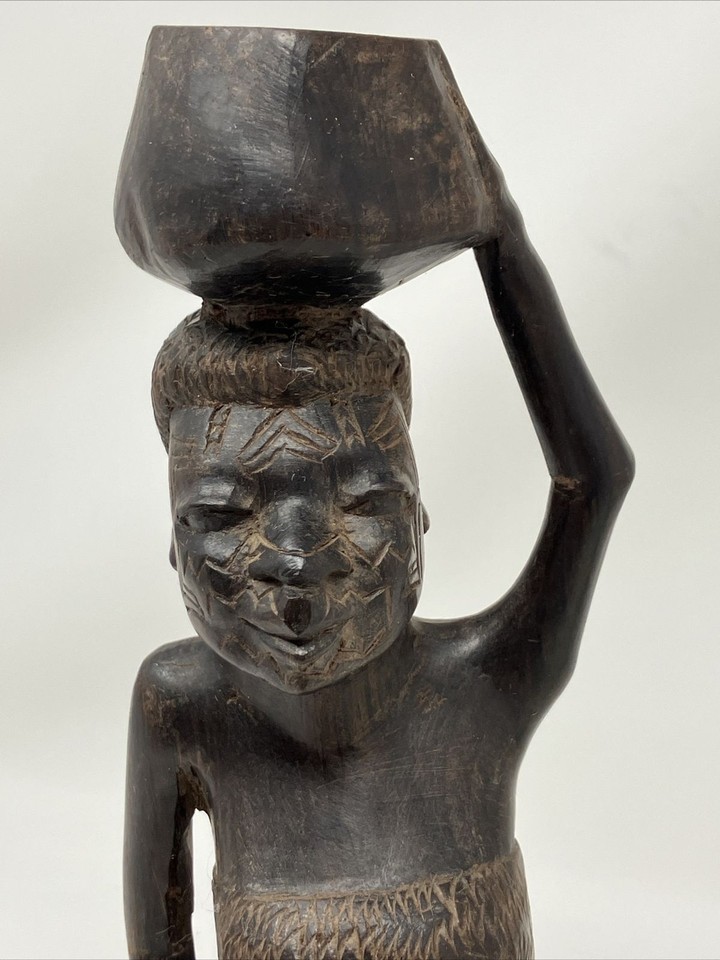 Ebony Wood African Woman Tanzania Hand Carved By Makonde Tribe DAMAGE ...