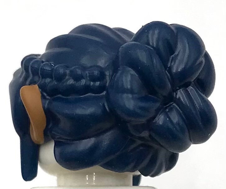 Lego New Dark Blue Minifig Hair Long Side Bangs Braids Large Bun Elves ...