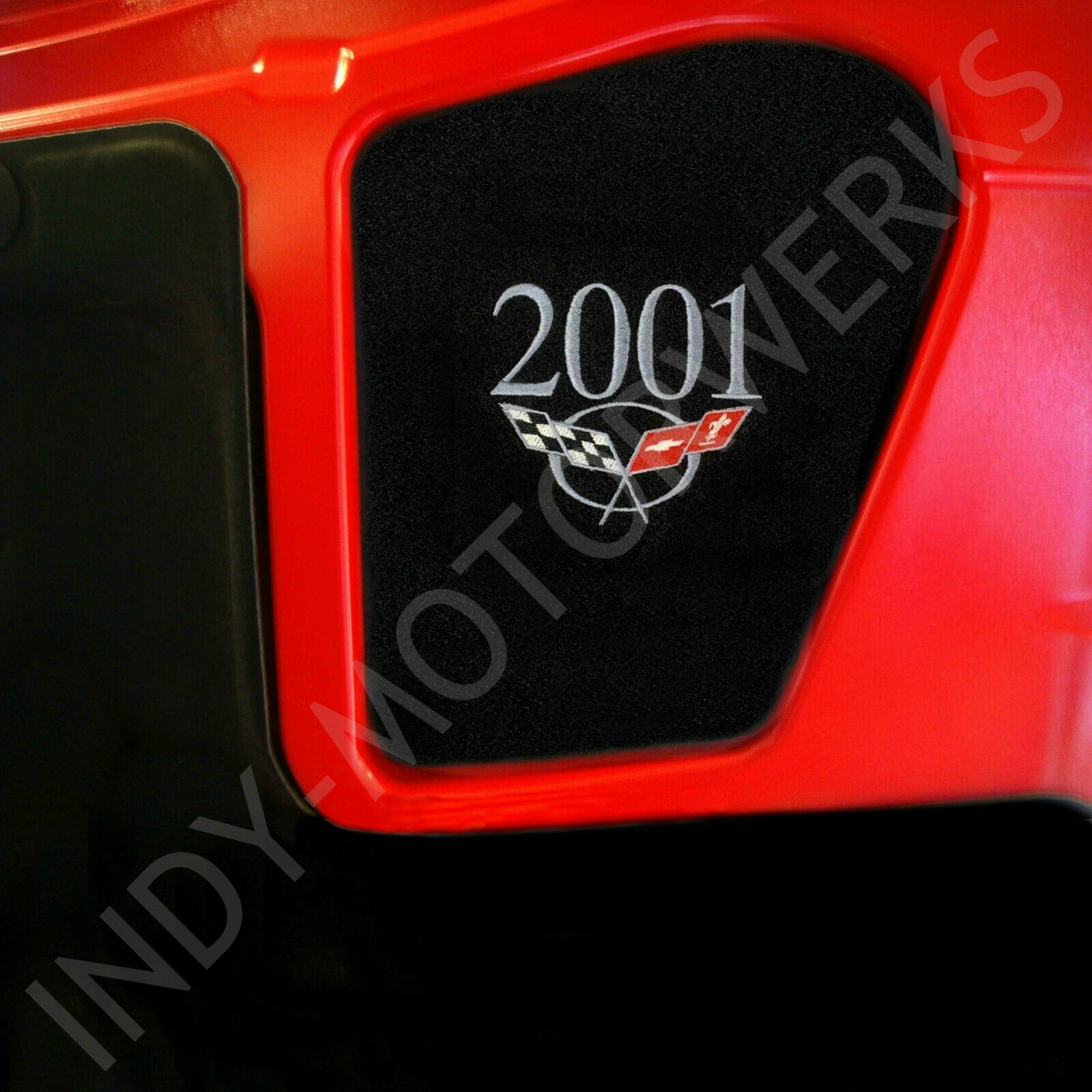 C5 CORVETTE 2001 + SILVER CROSS FLAG EMBROIDERED EMBLEM UNDER HOOD SIDE ...