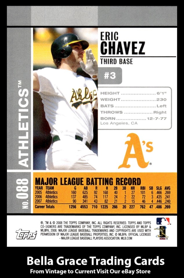 2008 Topps Co-Signers Eric Chavez #088 Oakland Athletics MLB Baseball ...