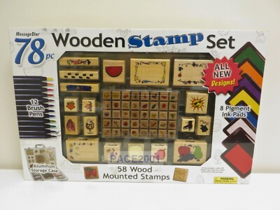 OLD STOCK MessageStor 78 Piece Wooden Stamp Collection AS IS | eBay