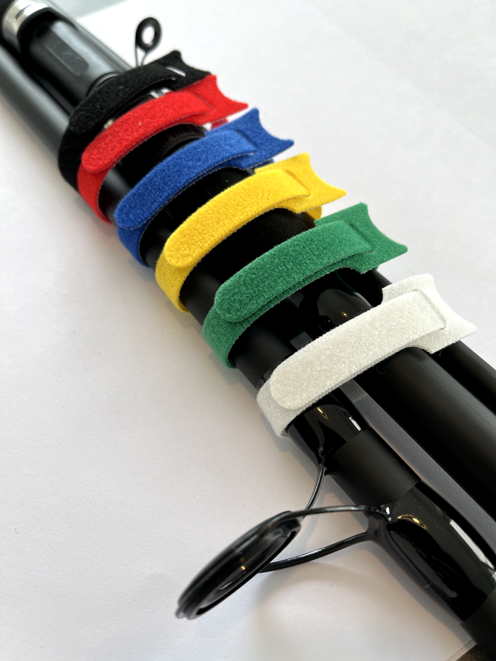 10 x Fishing Rod Bands Straps Fasteners For Made Up Rods Reusable Ties ...