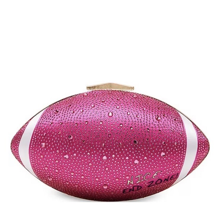 Betsey Johnson Kitsch Pink Bling Football Clutch/Crossbody Nice End ...