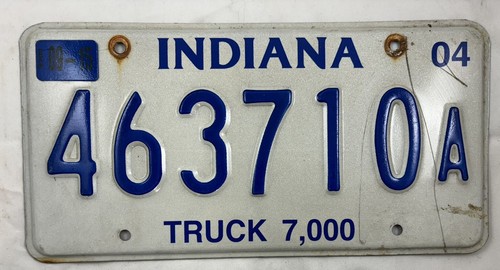 2004 Indiana License Plate “463710 A” Truck 7,000. Blue Letters On ...
