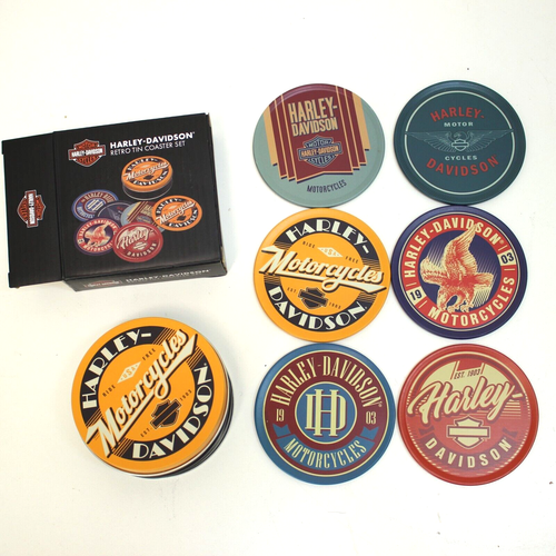 Official Harley-Davidson Motor Cycles Retro Tin Coaster Set 6 coasters ...