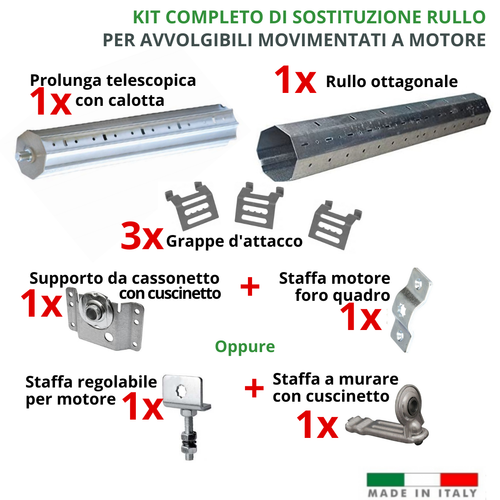 KIT RULLO PER AVVOLGIBILI TAPPARELLE CON MOTORE completo di accessori ...