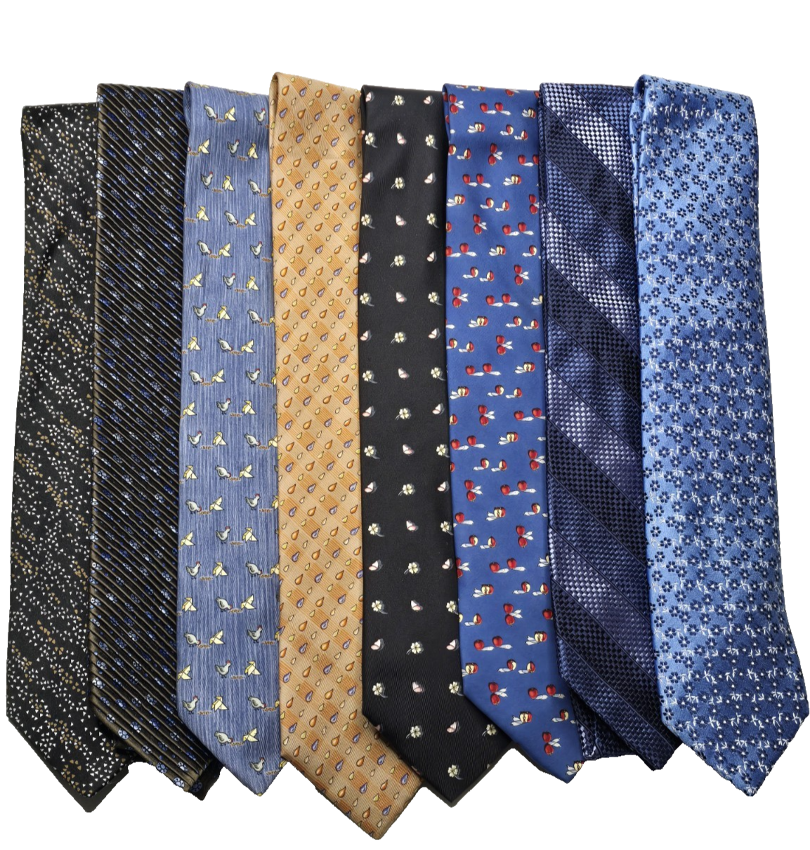Lot of 8 Luxury Ties Hermes Ferragamo Brioni, Various Patterns Colors ...
