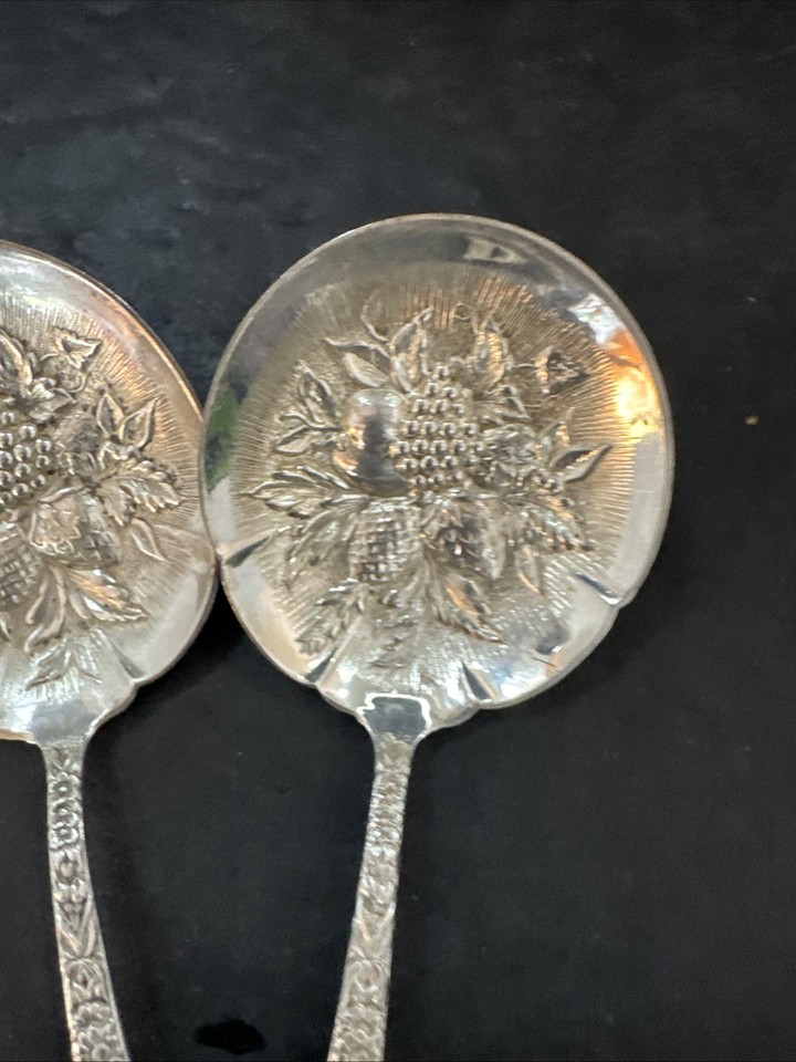 2 S Kirk & Son REPOUSSE Sterling Silver Nut Spoon 5-1/4 Inch Scrap Keep ...