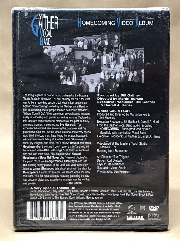 NEW - THE GAITHER VOCAL BAND HOMECOMING VIDEO ALBUM DVD - SOUTHERN ...