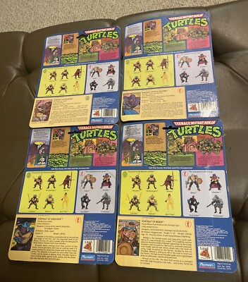 Vtg Playmates 1988 TMNT Ninja Turtles 10-back Cardback Lot Of 4 Uncut ...