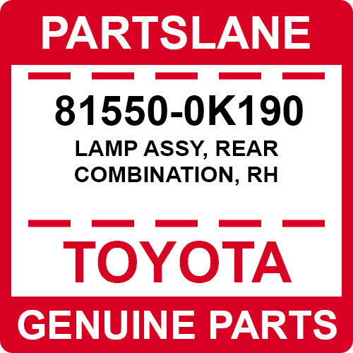 81550-0K190 Toyota OEM Genuine LAMP ASSY, REAR COMBINATION, RH | eBay