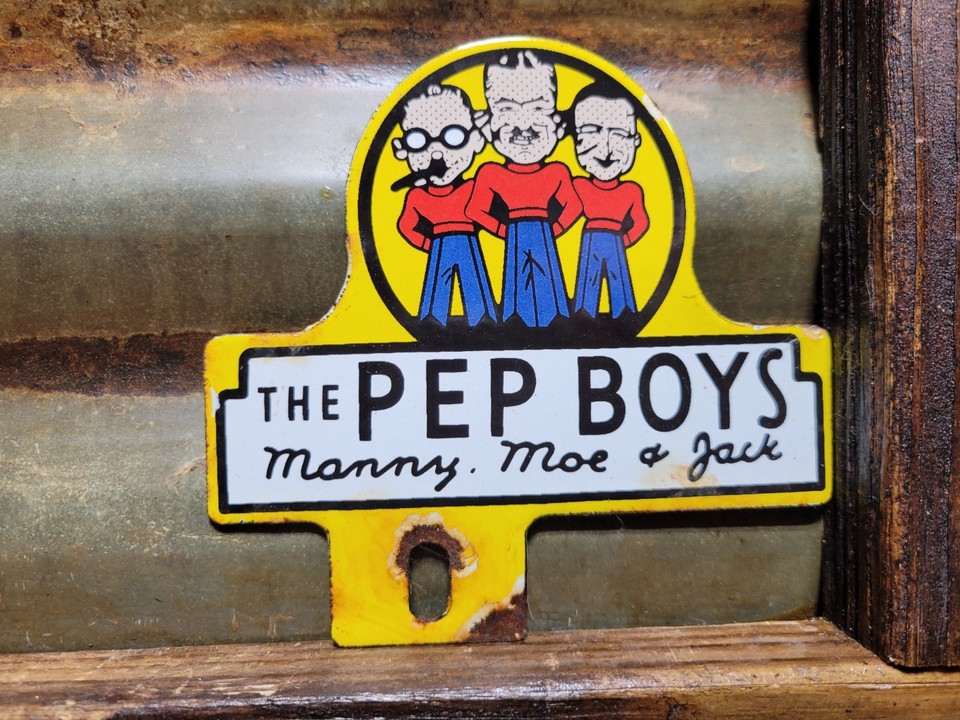 VINTAGE PEP BOYS PORCELAIN SIGN OLD AUTOMOTIVE CAR TRUCK PARTS SUPPLY ...