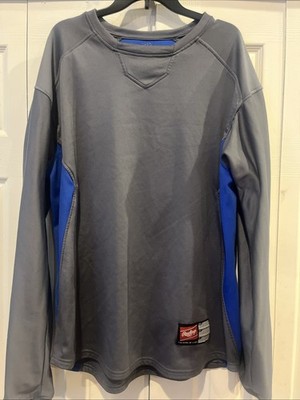 Men’s Rawlings Long Sleeve Pullover Size XL Grey/Blue | eBay