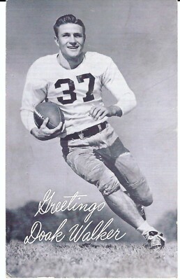 1950 DOAK WALKER Postcard (Message from Doak on back) SMU, DETROIT ...