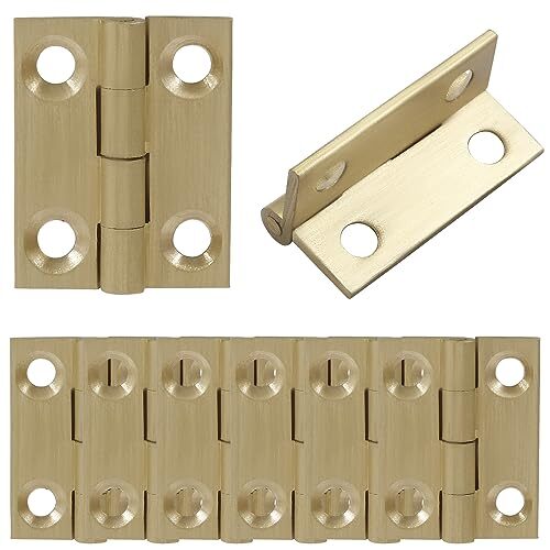 8 Pcs 1 Inch Mini Solid Brass Hingesï¼ŒBrass Cabinet Hinges Small Box ...