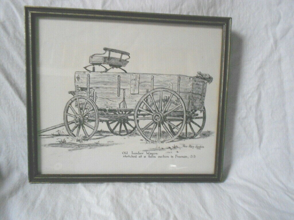 CLASSIC" LUMBER WAGON" INK PRINT,ROSE MARY GOODSON 1976 FREEMAN,SD ...