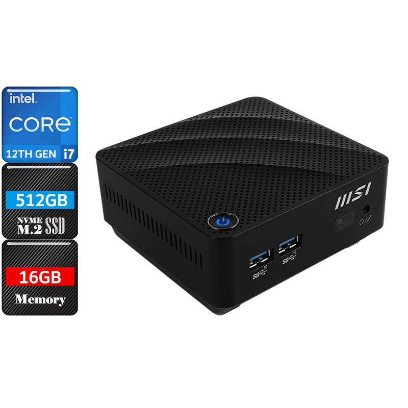MSI Cubi 5 12M Intel Core i7 Mini PC, i7-1255U/16GB RAM/512GB NVMe SSD ...