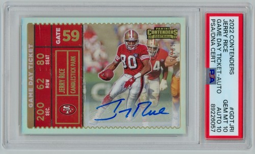 Jerry Rice Auto /25 PSA 10 10 2022 Panini Contenders Game Day Ticket ...