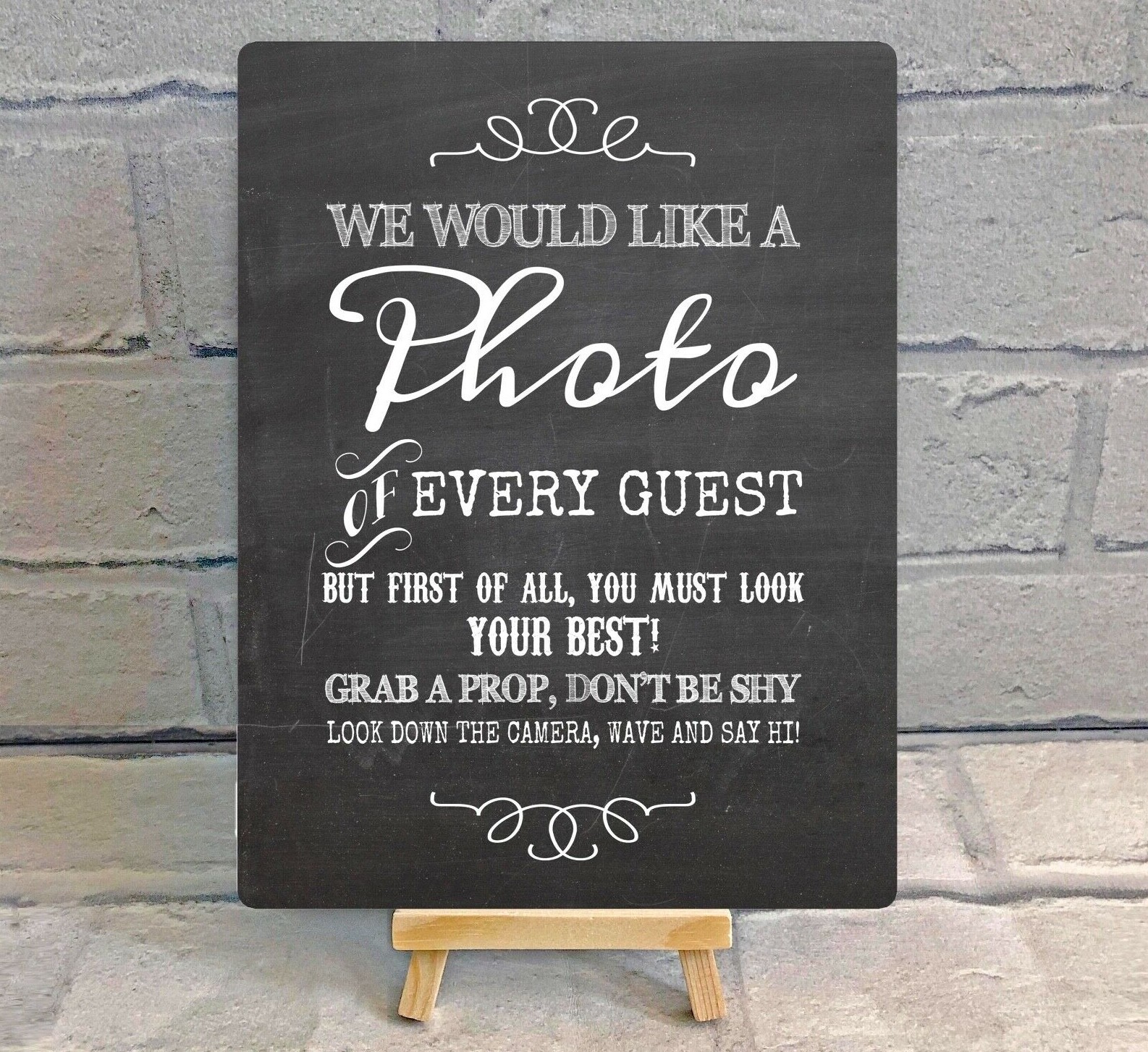 A5 Photo Booth Selfie Wedding Party Props Table Metal Sign With Easel ...