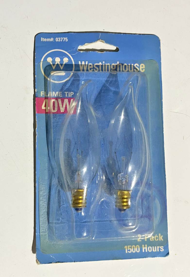 Westinghouse 40 Watt Flame Tip Torpedo Light Bulbs (2 BULBS) CLEAR | eBay