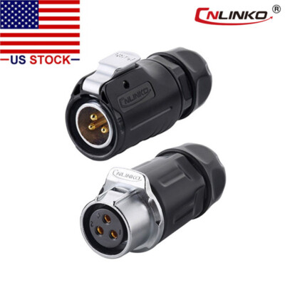 3 Pin Power Connector Cable to Cable,Male Plug w/ Female Receptacles ...