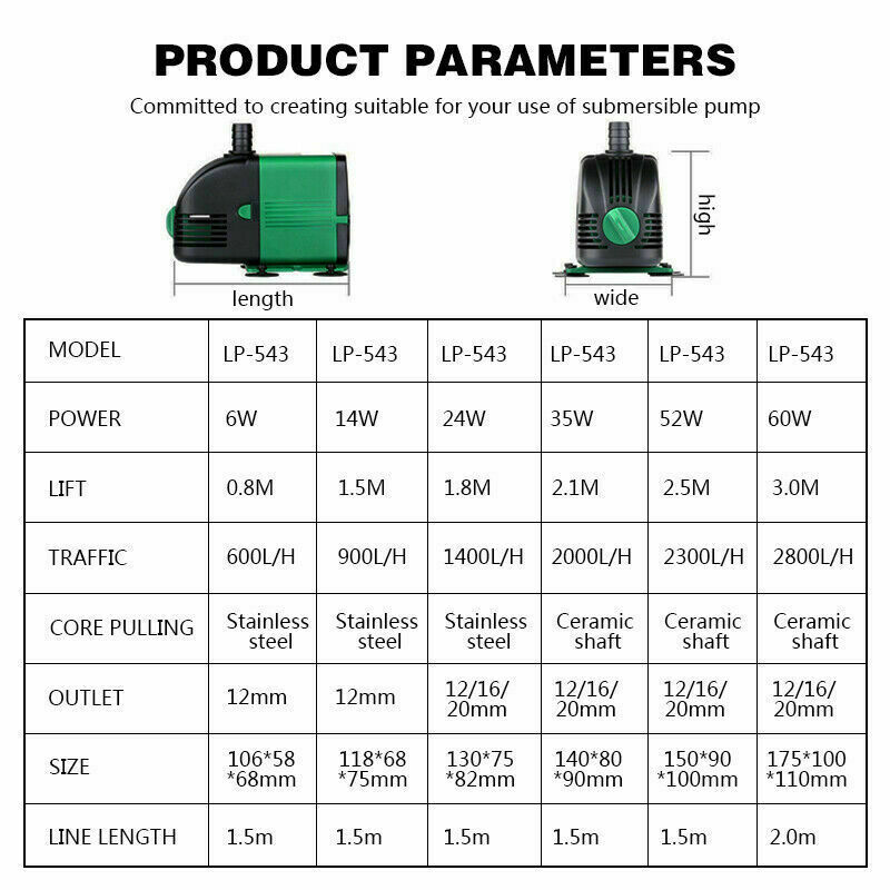 Adjustable Flow Aquarium Pump Water Submersible Fish Tank Fountain Pond ...