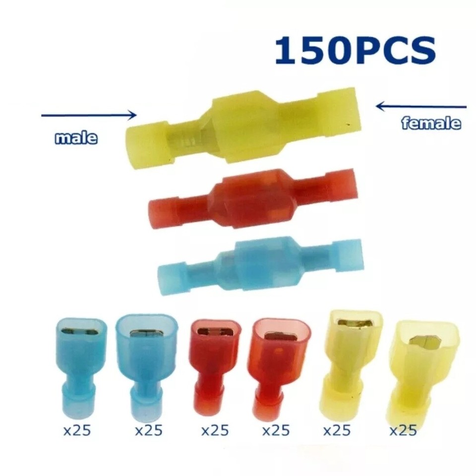 150-300X Spade Wire Electrical Crimp Terminals Insulated Connectors ...