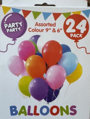 Party Assorted Colour Balloons 24 Pack 9 “ & 6” | eBay UK