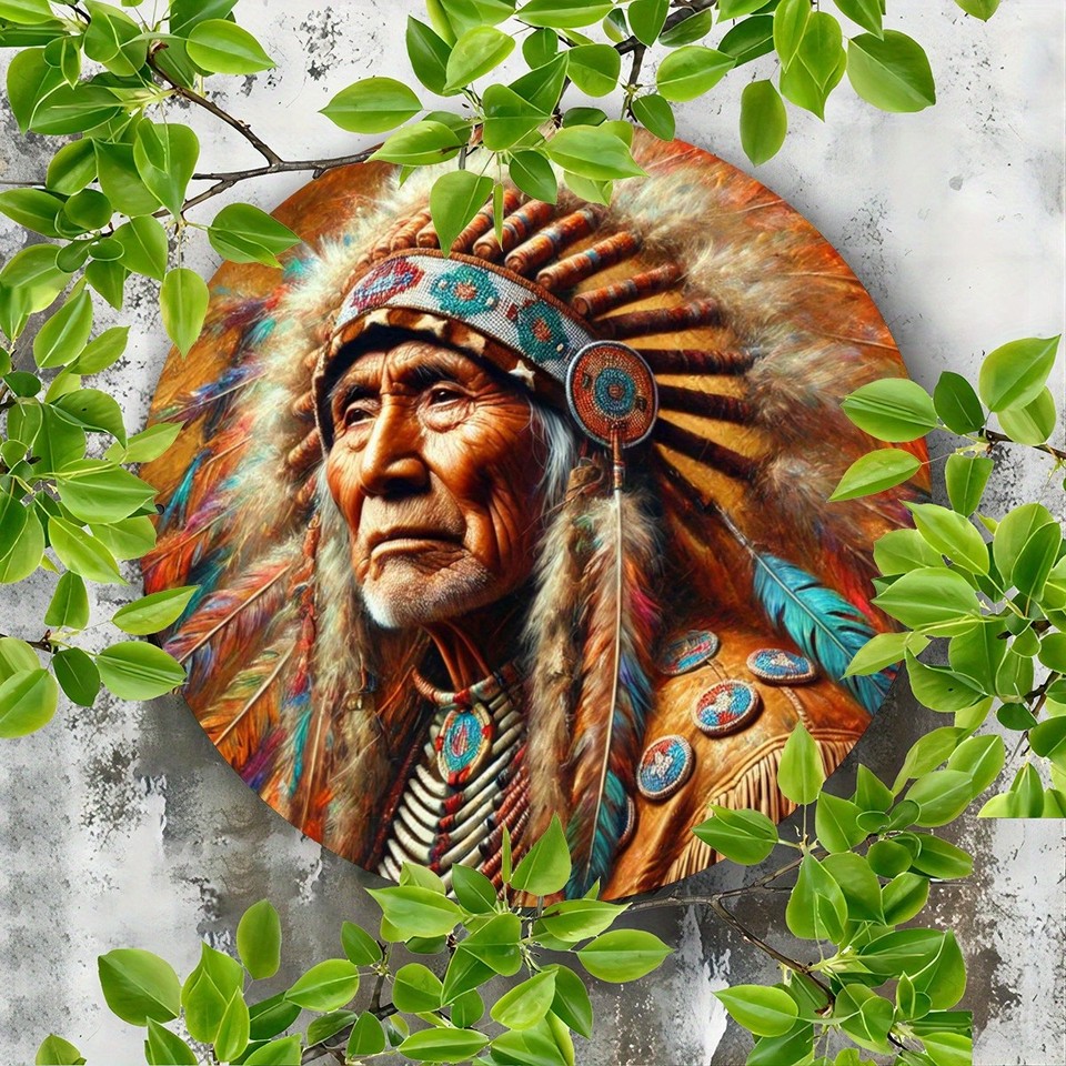 Vintage Native American Chief Portrait Tin Metal Signs Home Décor 8x8 ...