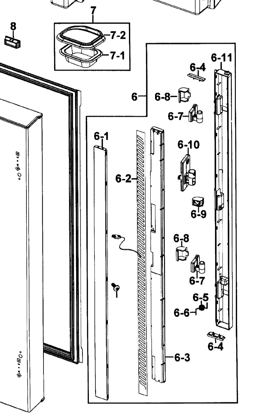 Samsung Refrigerator : Door Flipper End Cap (DA67-01650A) {P6555} | eBay