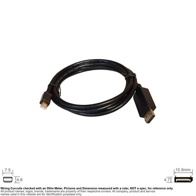 Cable Video Audio Mini DP Displayport A/V to Displayport AV 6FT SKU ...