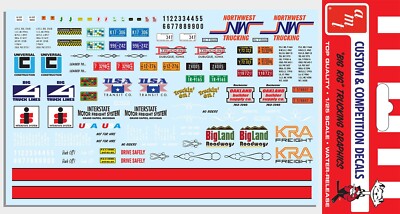 AMT MKA022 BIG RIG TRUCKING CUSTOM DECAL Sheet plastic models 1/25, 1/ ...