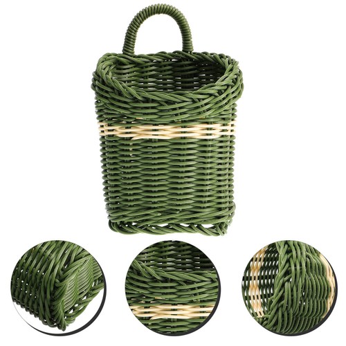 Woven Basket Imitation Rattan Flower Baskets Hand Held Small Storage | eBay