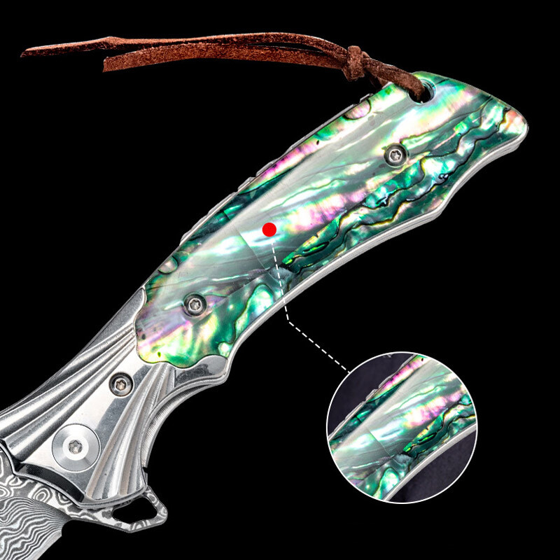 Damascus +15° Handcrafted Water Grinding Blade Shell Resin Scales ...