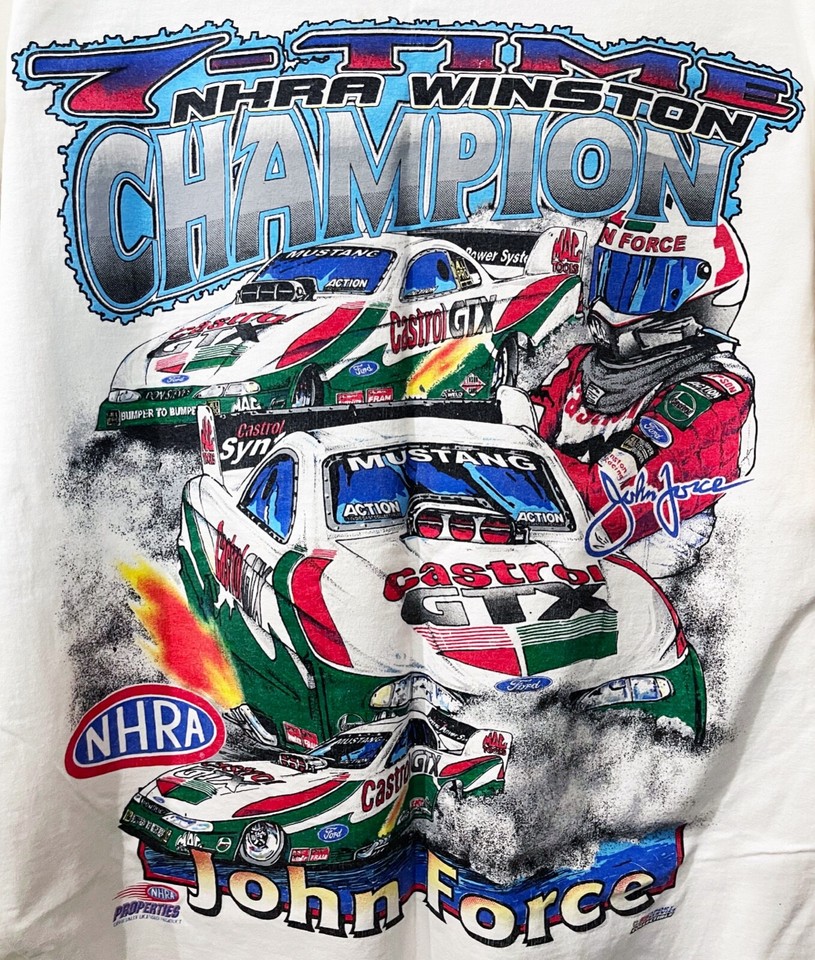 VRHTF NHRA SUPER COOL VTG "JOHN FORCE 7 TIMES CHAMP NITRO FUNNY CAR" XL ...