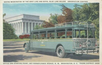 WASHINGTON D. C. 1910s Gray Line & Royal Blue Observation Coaches OLD ...